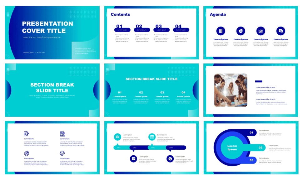 Blue-Green Multi-purpose Free PowerPoint template Google Slides theme