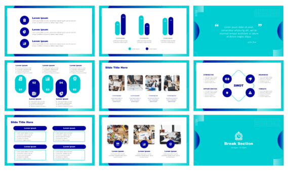 Blue-Green Multi-purpose Free PowerPoint template Google Slides theme