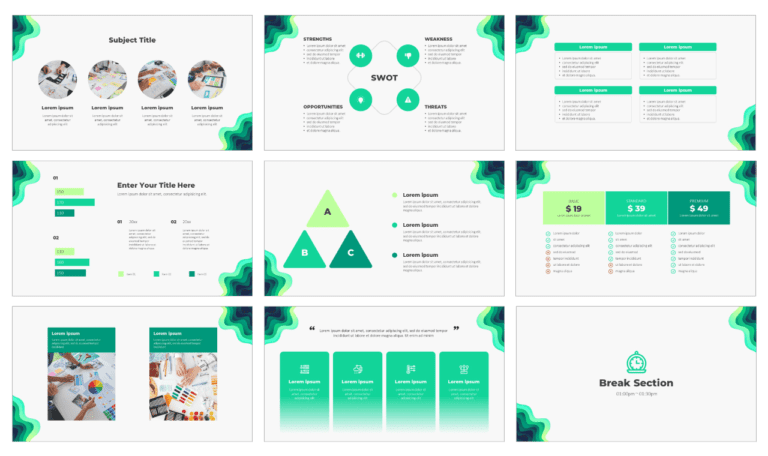 Wave Overlapping presentation template for Google Slides & PowerPoint