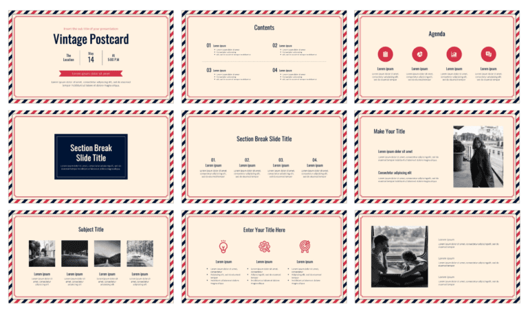 Vintage Postcard Free PowerPoint Template Google Slides Theme