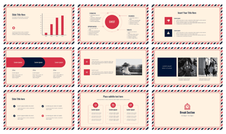 Vintage Postcard Free PowerPoint Template Google Slides Theme