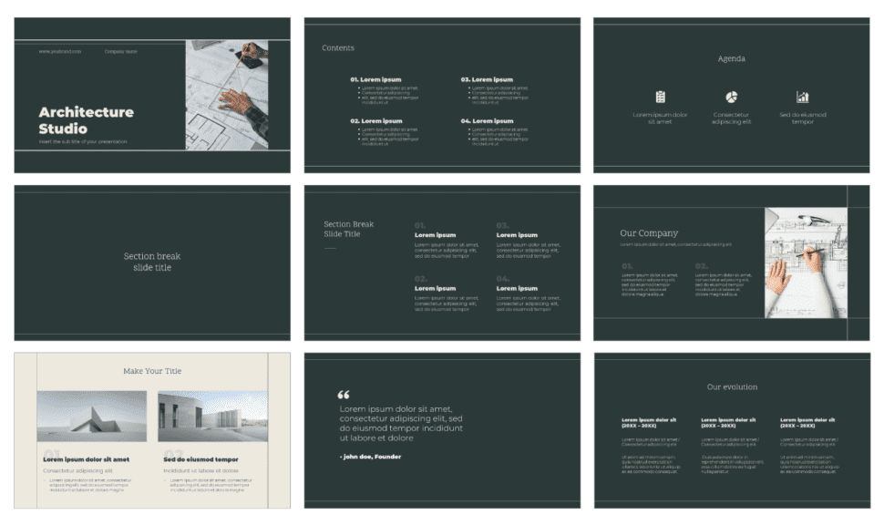 Architecture Studio Free PowerPoint Template and Google Slides Theme