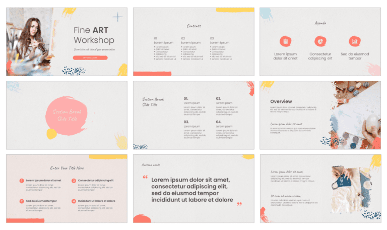 Fine Art Workshop Free PowerPoint Template and Google Slides Theme