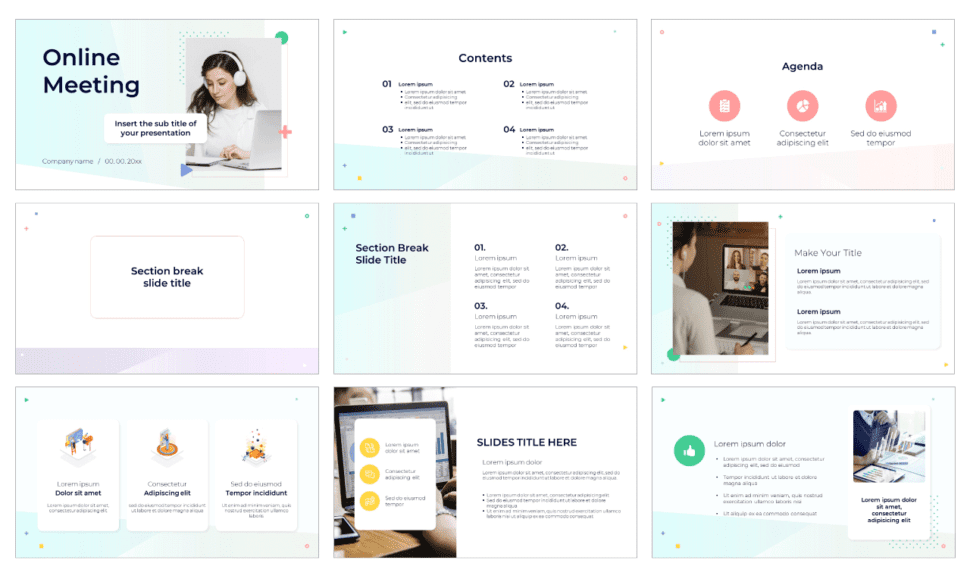 Online Meeting Free PowerPoint Template and Google Slides Theme