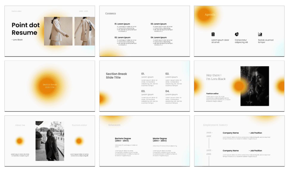 Point dot Resume Free PowerPoint Template and Google Slides Theme