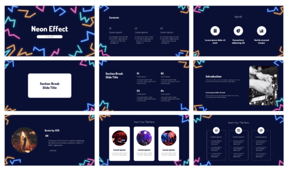 Neon Effect Free PowerPoint Template and Google Slides Theme