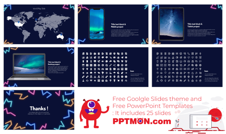 Neon Effect Free PowerPoint Template and Google Slides Theme