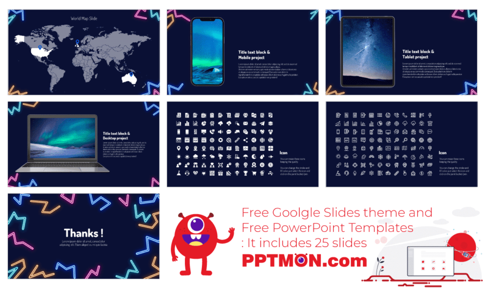 Neon Effect Free PowerPoint Template and Google Slides Theme