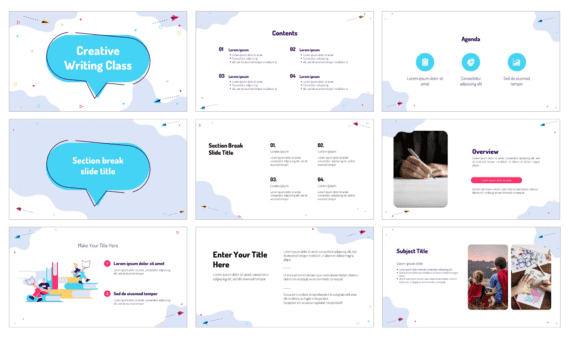 Creative Writing Class Free PowerPoint Template Google Slides Theme
