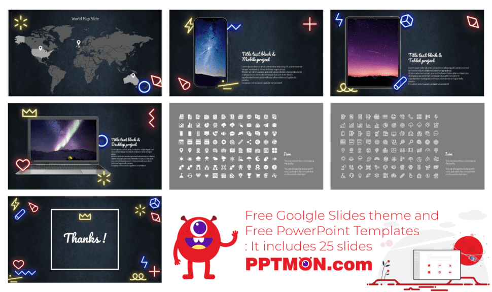 Memphis Neon Free PowerPoint Template and Google Slides Theme