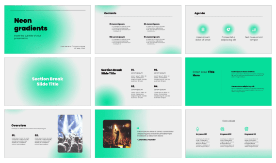 Neon gradients Free PowerPoint Template and Google Slides Theme
