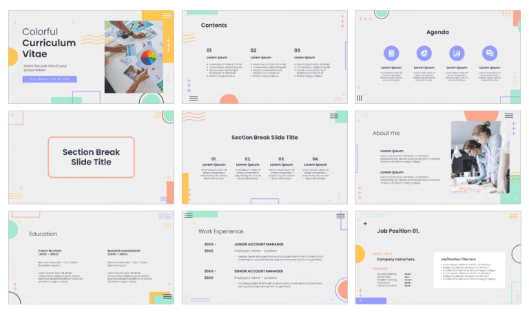 Colorful CV Free PowerPoint Template and Google Slides Theme