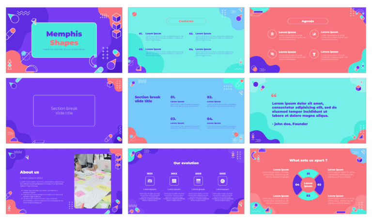 Memphis Shapes Free PowerPoint Template and Google Slides Theme