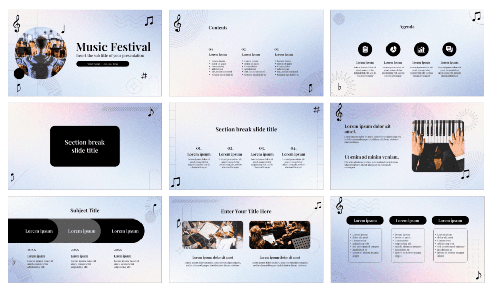 Music Festival Free PowerPoint Template and Google Slides Theme