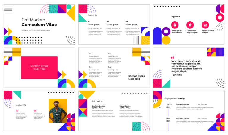 Flat CV Free PowerPoint Template and Google Slides Theme