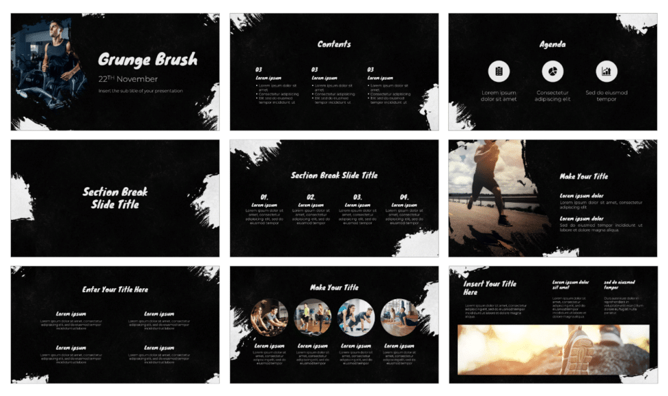 Grunge Brush Free PowerPoint Template and Google Slides Theme
