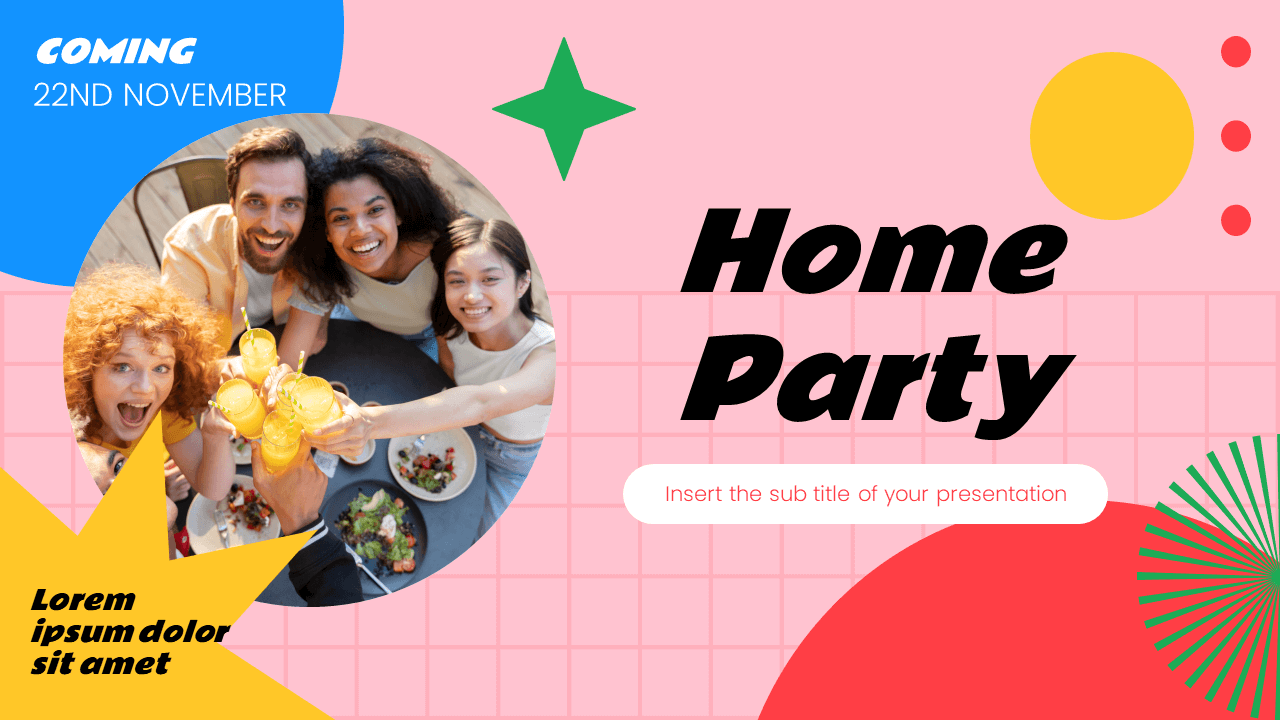 Home Party Free PowerPoint Template and Google Slides Theme