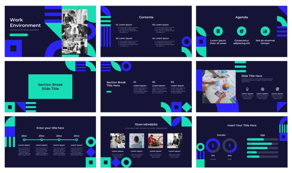 Work Environment Free PowerPoint Template and Google Slides Theme