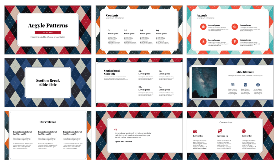 Argyle Patterns Free Google Slides Theme PowerPoint Template