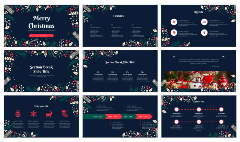 Christmas presentation template for Google Slides and PowerPoint