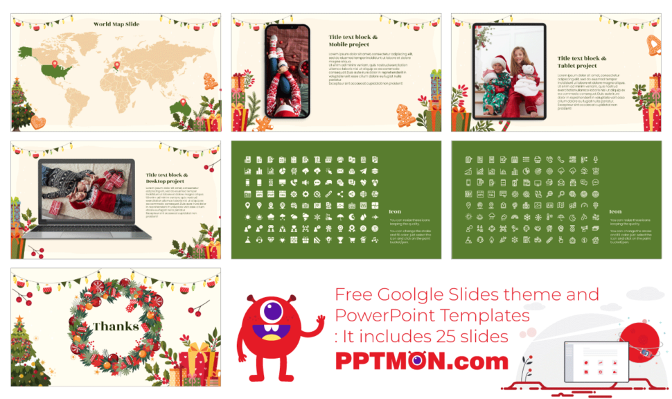 Merry Christmas presentation template for Google Slides and PowerPoint