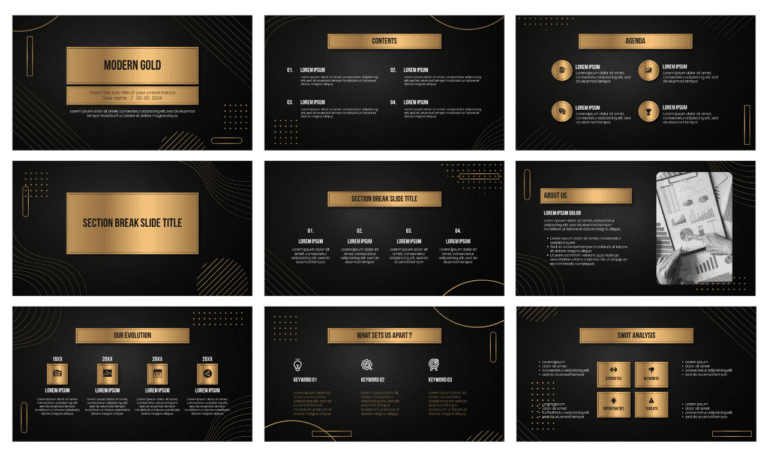 Modern Gold free presentation template for Google Slides and PowerPoint