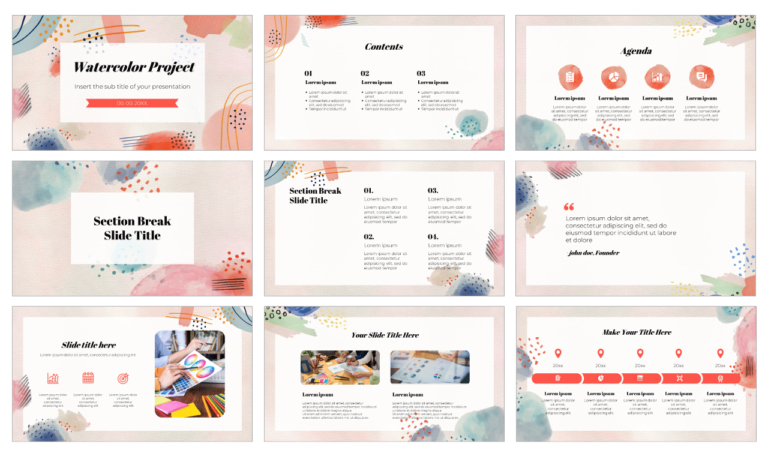 Watercolor Project Free PowerPoint Template and Google Slides Theme