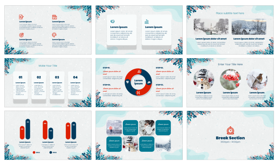 Winter Floral Free PowerPoint Template and Google Slides Theme