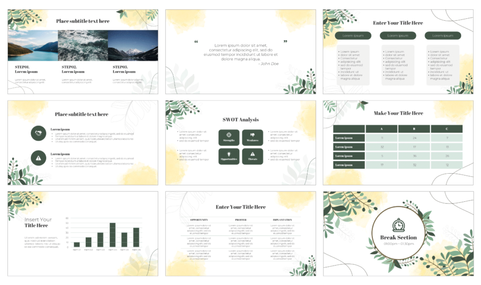 Elegant Leaf Illustration Free Google Slides Theme PowerPoint Template