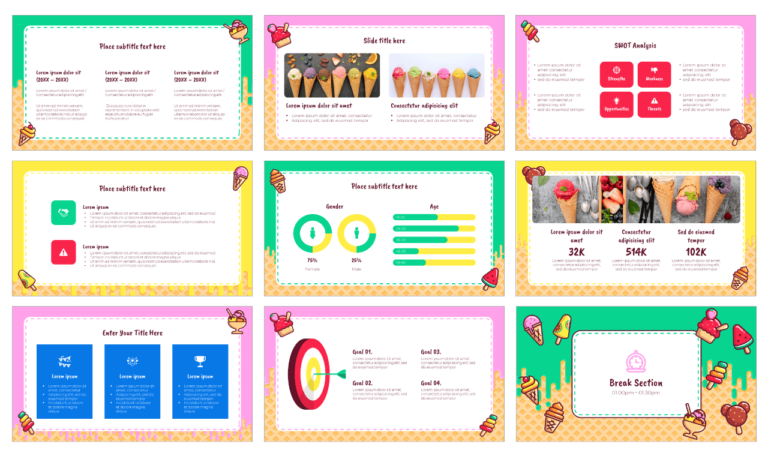 National Eat Ice Cream for Breakfast Day Free Presentation Template