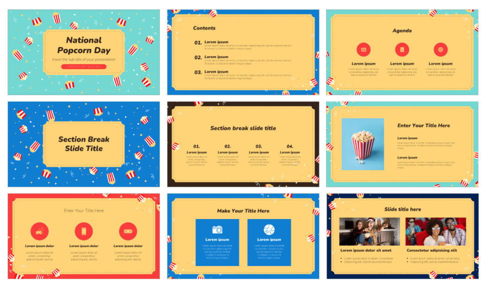 National Popcorn Day Free Google Slides Theme PowerPoint Template