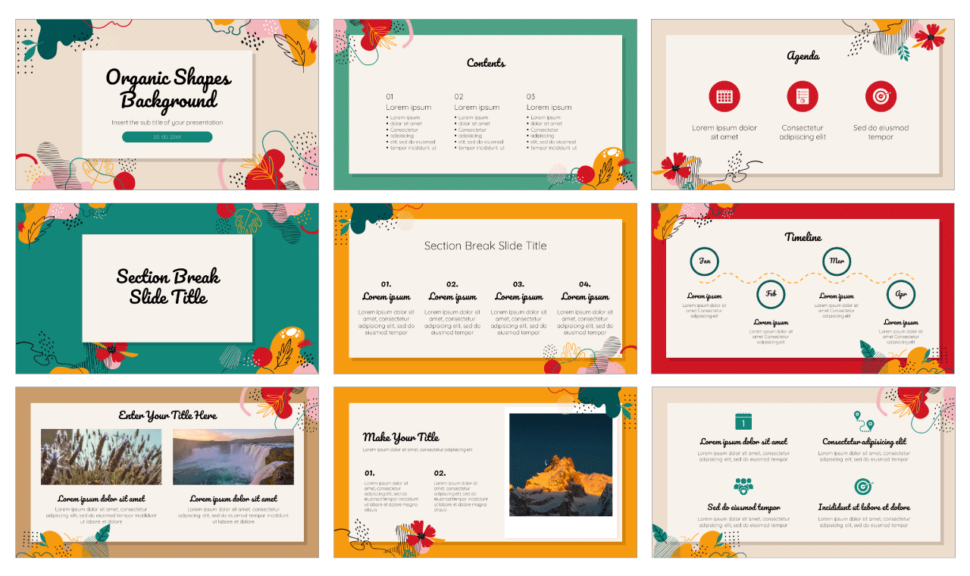 Organic Shapes Background Google Slides Theme PowerPoint Template