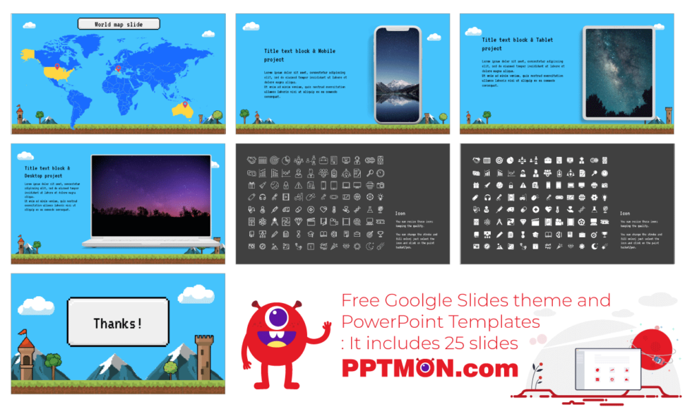 Pixel Art Newsletter Free Google Slides Theme and PowerPoint Template