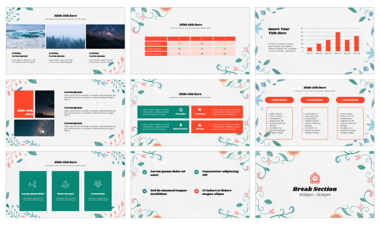 Cute Flower Background Free Google Slides Theme PowerPoint Template