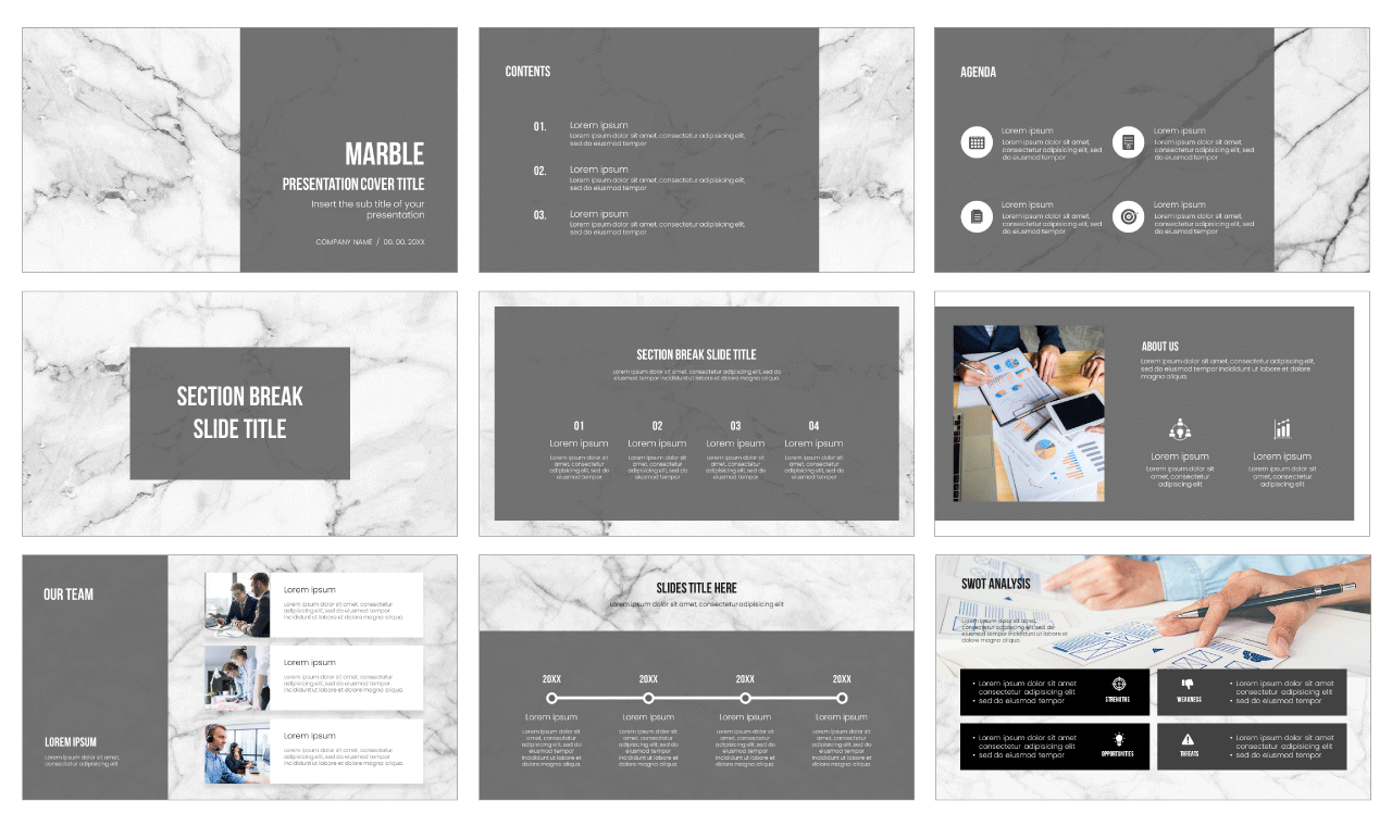 Marble Background Free PowerPoint Template And Google Slides Theme