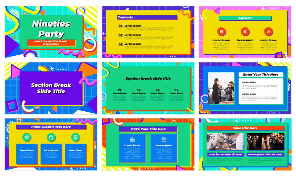Nineties Party Free Google Slides Theme and PowerPoint Template
