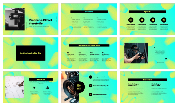 Duotone Effect Portfolio Free Google Slides Theme PowerPoint Template