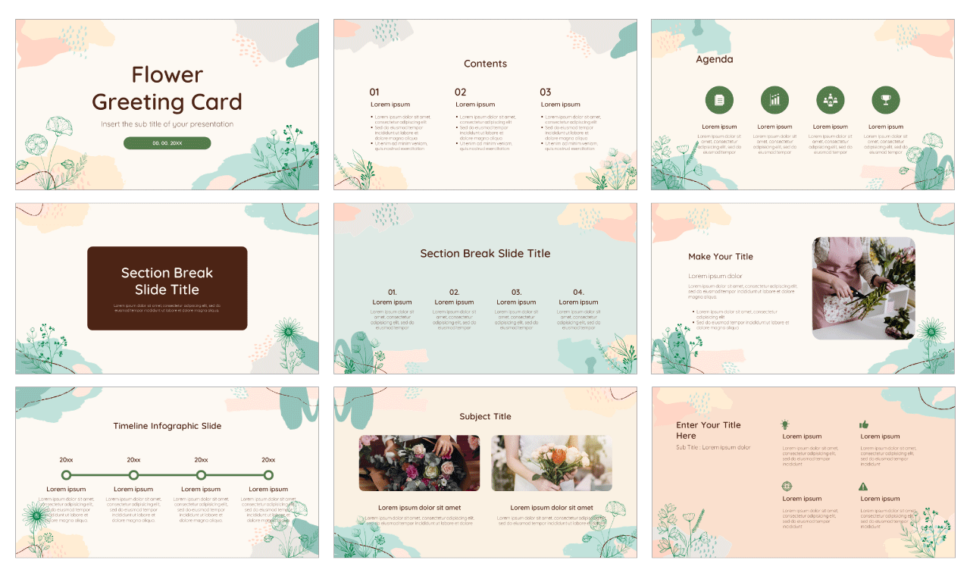 Flower Greeting Card Free Google Slides Theme PowerPoint Template