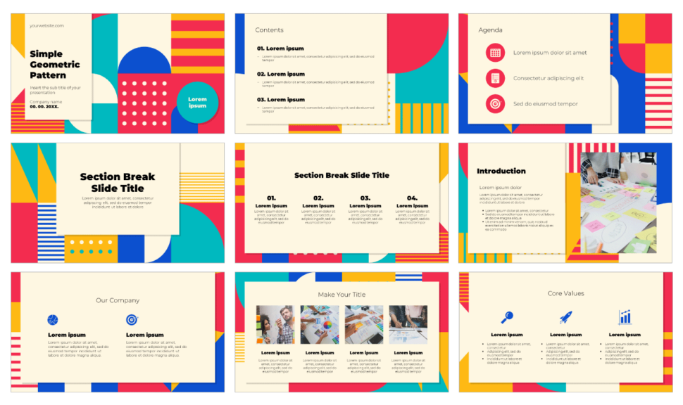Simple Geometric Pattern presentation template-Google Slides PowerPoint