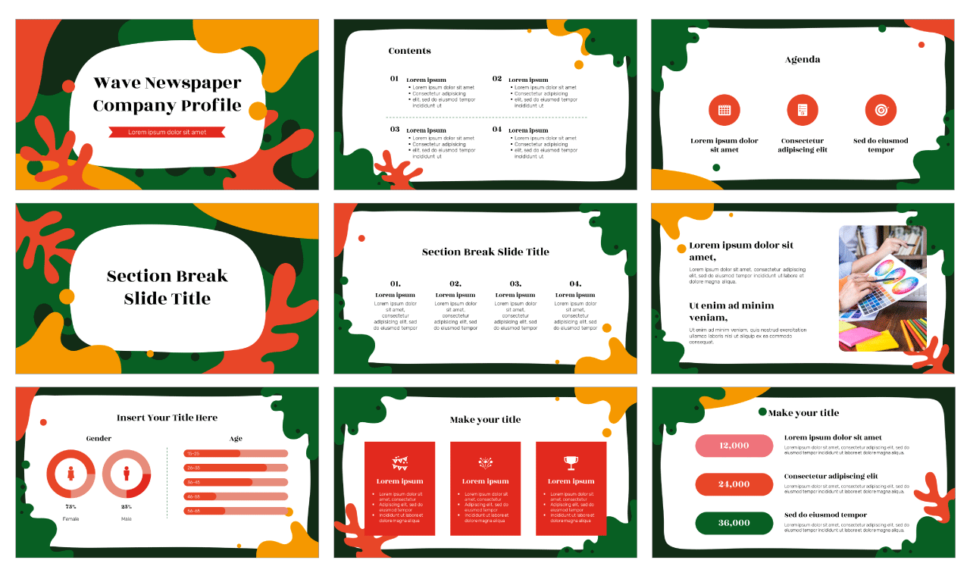 Wave Newspaper Company Profile Google Slides PowerPoint Template