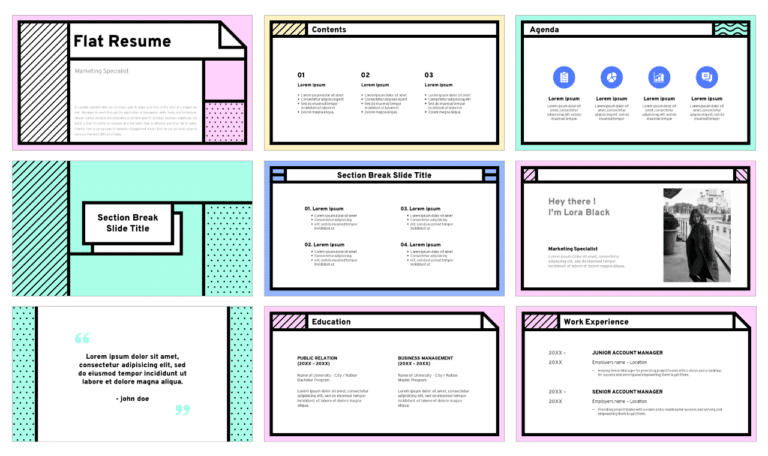 Flat Resume Free Presentation Template - Google Slides and PowerPoint