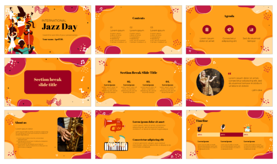 Jazz Day Free Presentation Template - Google Slides and PowerPoint