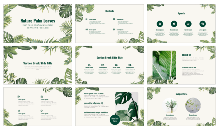 Nature Palm Leaves Presentation Template - Google Slides PowerPoint