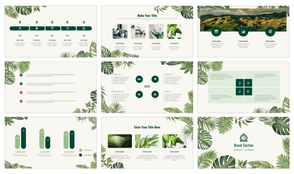 Nature Palm Leaves Presentation Template - Google Slides PowerPoint