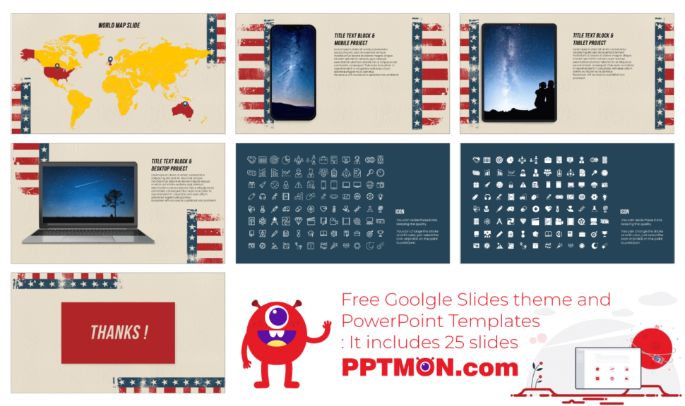 Patriots Day free presentation template - Google Slides and PowerPoint