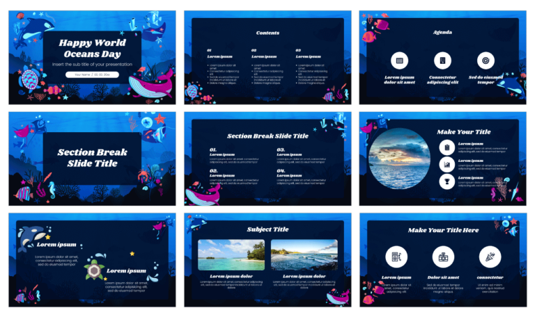 Happy World Oceans Day Free Google Slides PowerPoint Template