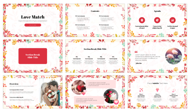 Love Match Free Presentation Template - Google Slides and PowerPoint