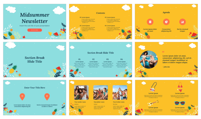Midsummer Newsletter Free Google Slides Theme PowerPoint Template