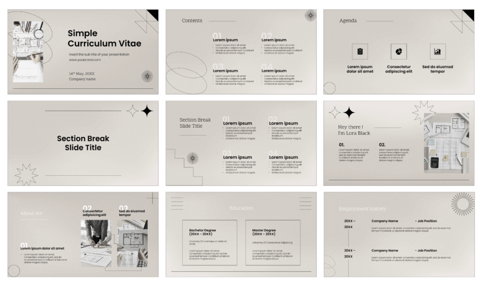 Simple Curriculum Vitae Design Free Google Slides PowerPoint Template