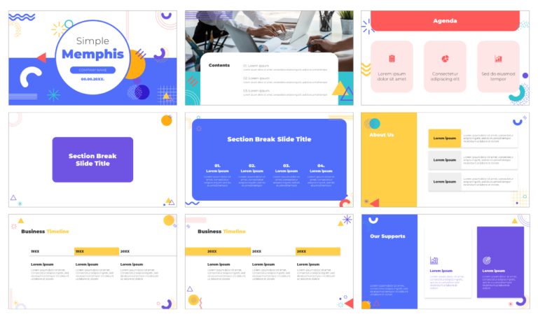 Simple Memphis Free Presentation Template - Google Slides PowerPoint